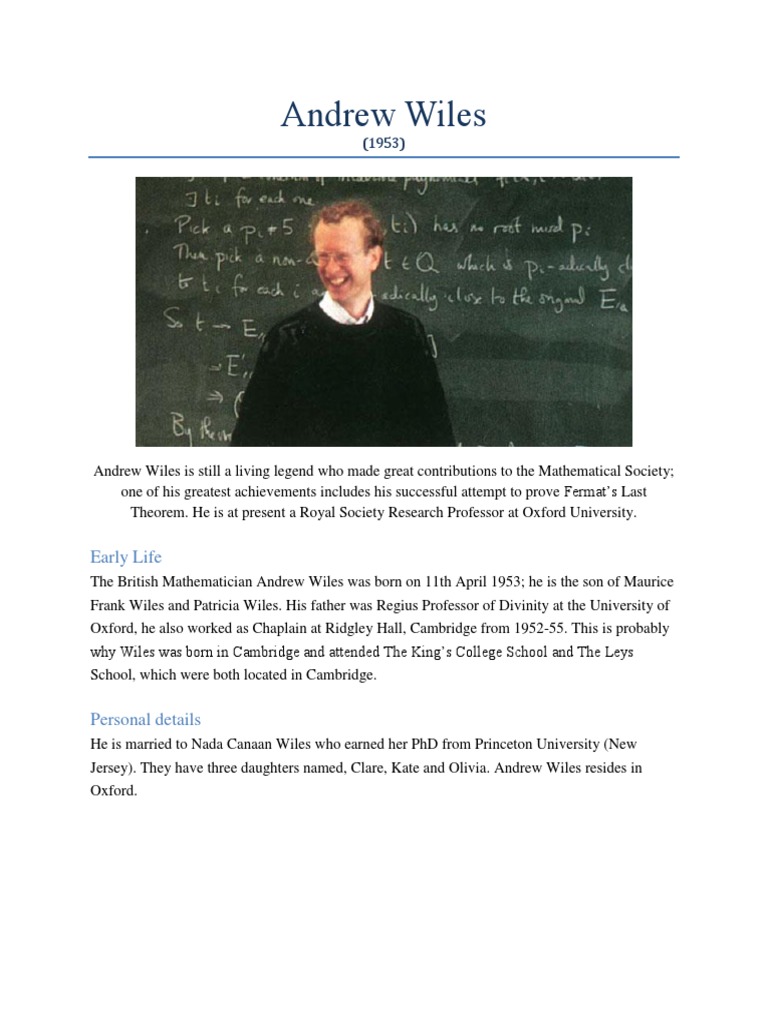 Andrew Wiles | PDF | Number Theory | Teaching Mathematics