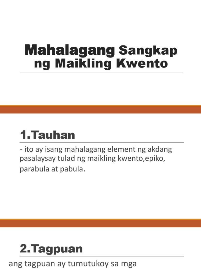 Mahalagang Sangkap NG Maikling Kwento | PDF