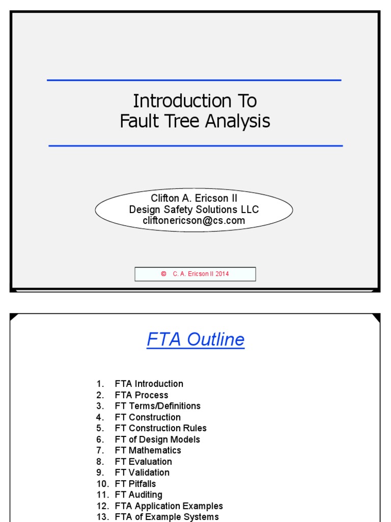 Ericson-FTA Tutorial | PDF | Reliability Engineering | Computing And Information Technology