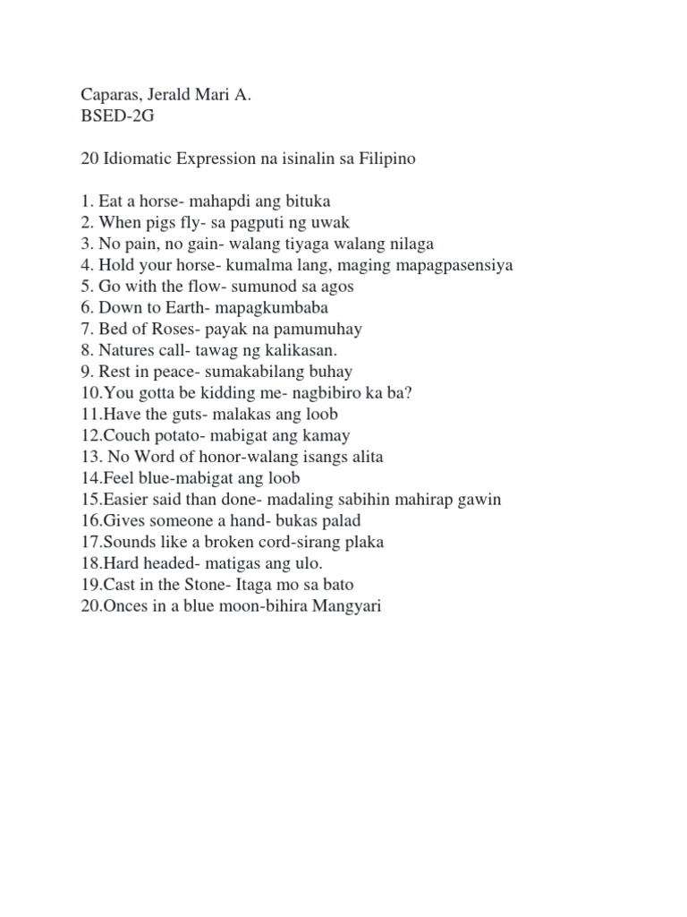 Idiomatic Expression | PDF