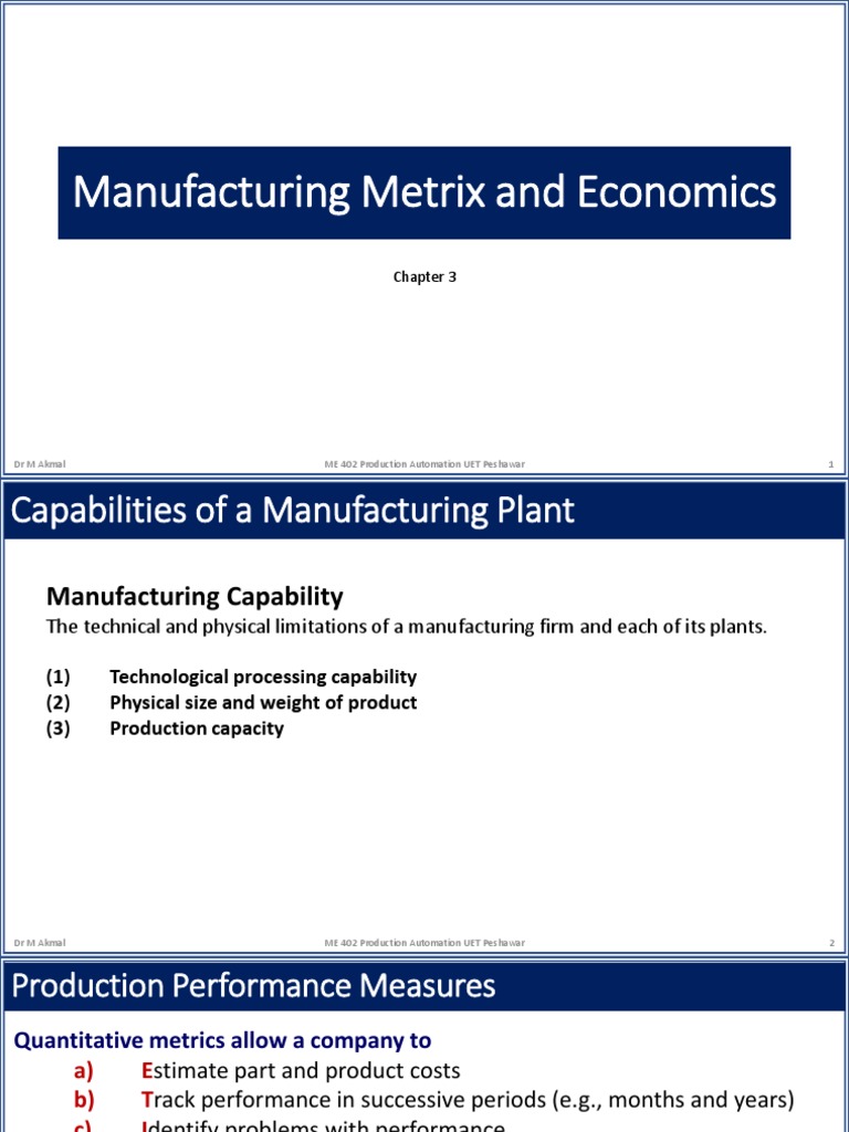 CH3 Manufacturing Metrics Mxa | PDF | Automation | Cost