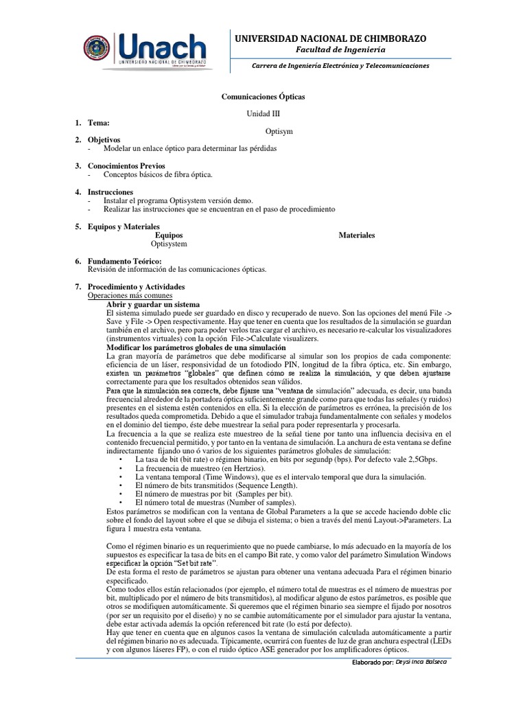 Practica - OptiSystem PDF | PDF | Óptica | Simulación