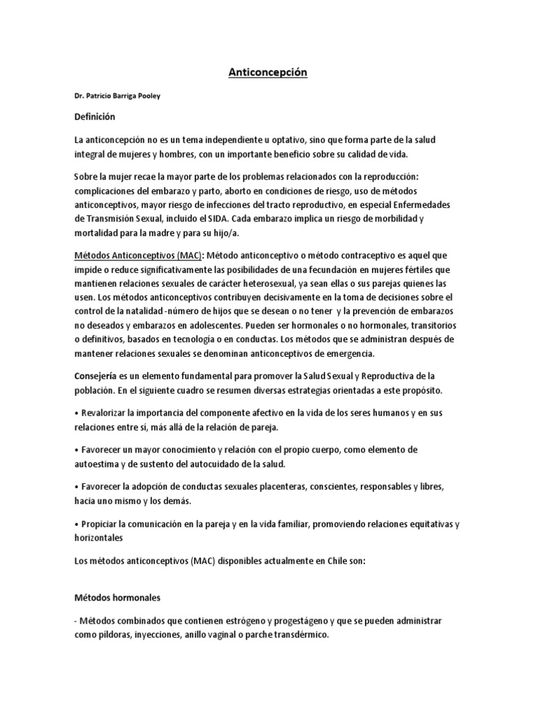 Anticoncepción Hormonal DR Barriga | PDF | Control de la natalidad ...
