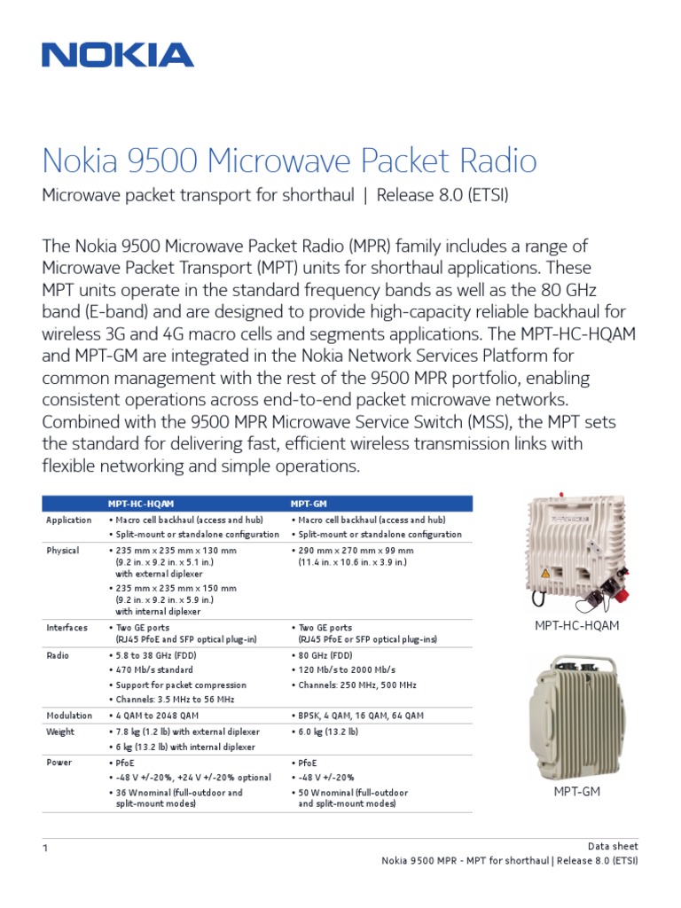 9500 MPR MPT Shorthaul (Etsi) r8.0 | PDF | Microwave | Quality Of Service