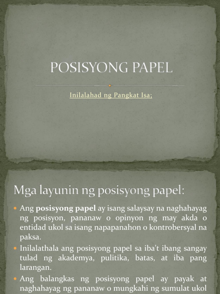 Posisyong Papel | PDF