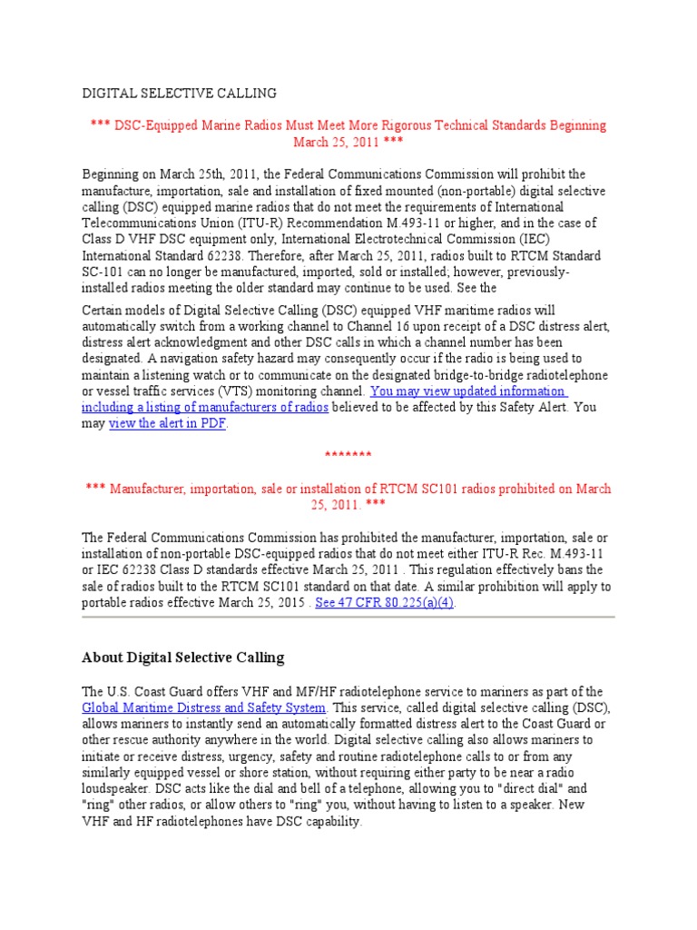 Digital Selective Calling | PDF | Wireless | Water Transport