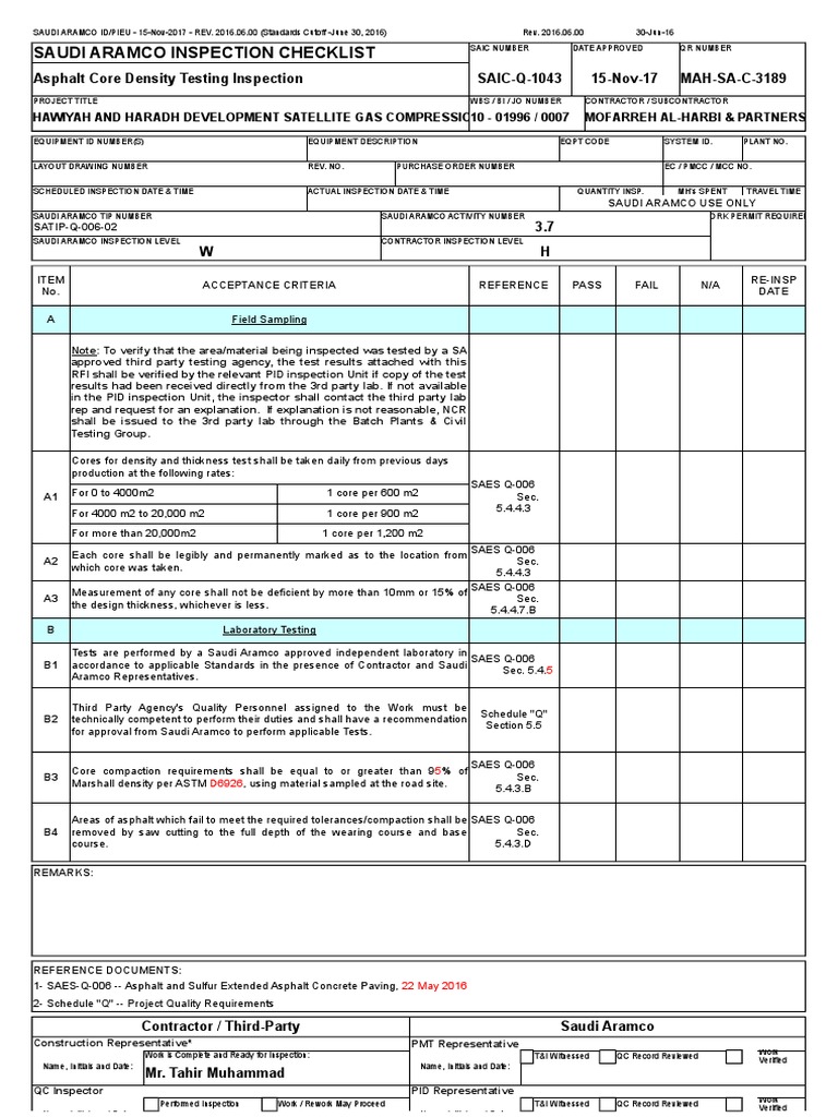 Asphalt Core Density Testing Protocol | PDF | Transport | Nature