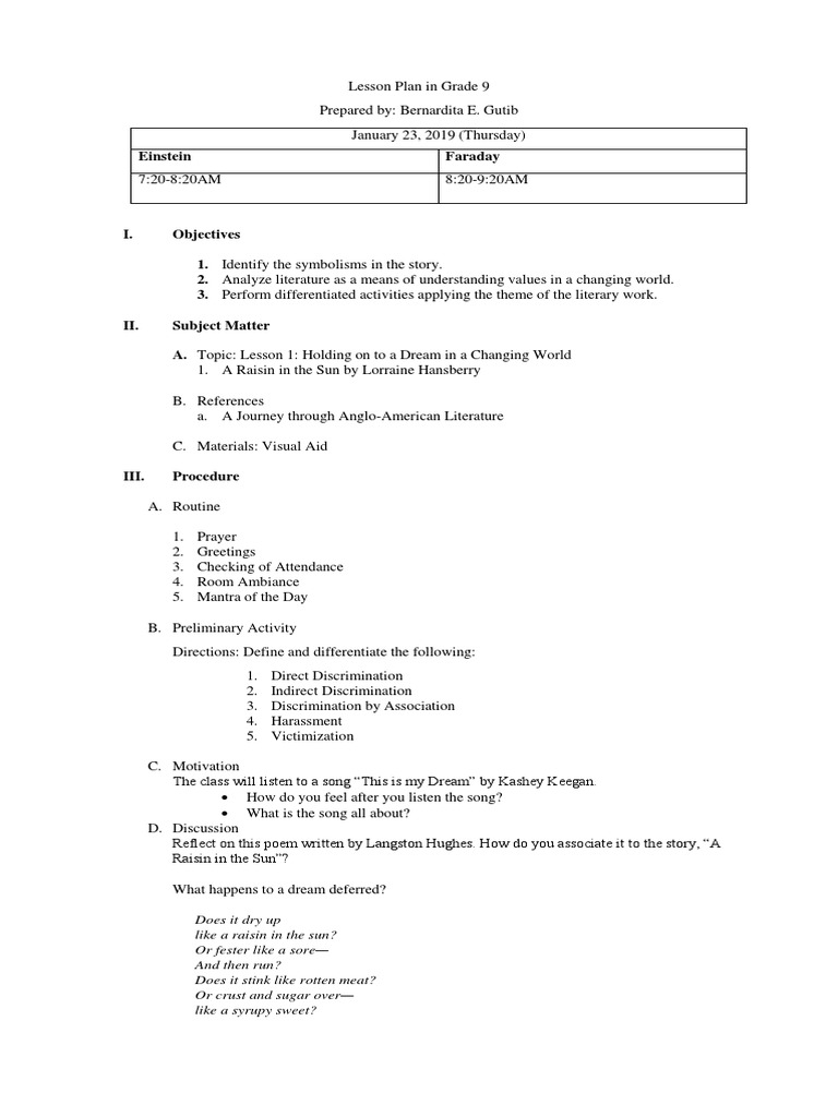 Lesson II - A Raisin in The Sun | PDF