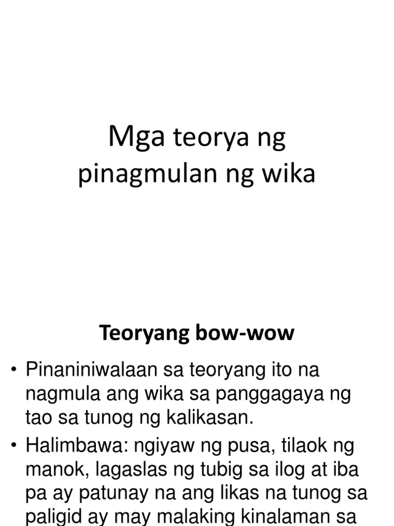 Mga Teorya NG Pinagmulan NG Wika | PDF