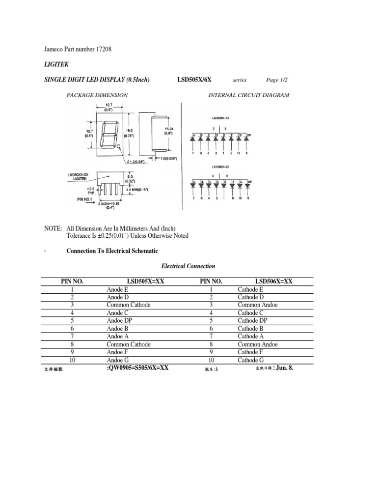 7seg Pinout | PDF | Cathode | Applied And Interdisciplinary Physics