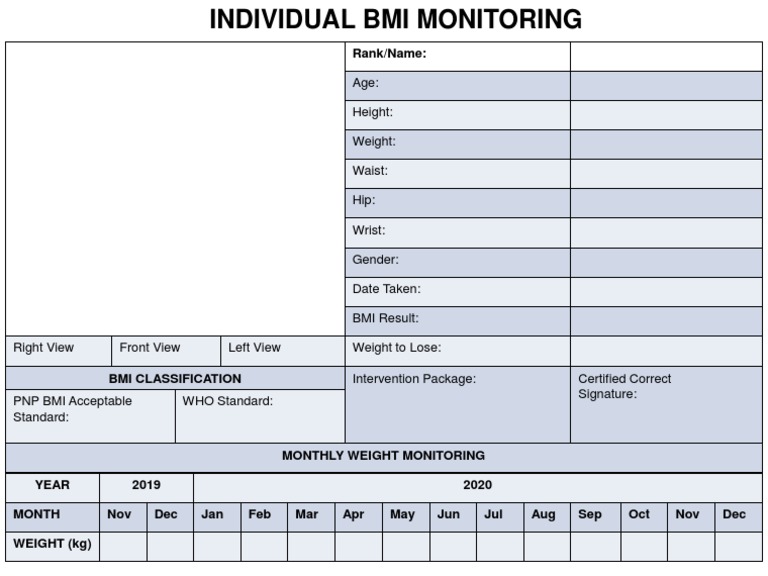 Bmi Monitoring Form | PDF