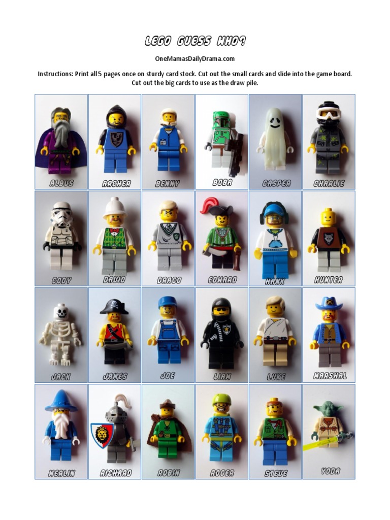 LEGO Guess Who Board Game Printable PDF | PDF
