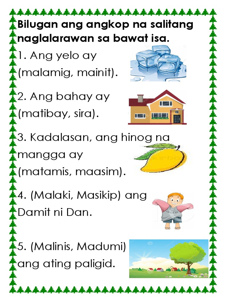 Bilugan Ang Angkop Na Salitang Naglalarawan Sa Bawat Isa | PDF