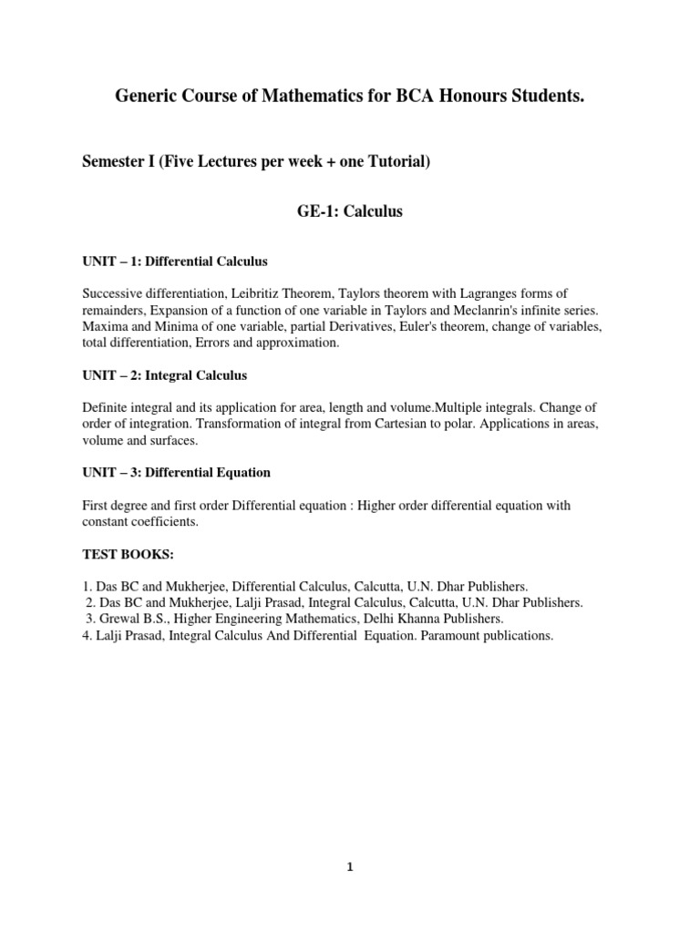 CBCS Math For BCA | PDF | Differential Calculus | Integral