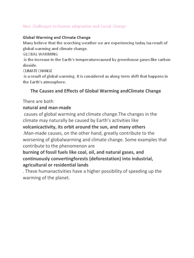 New Challenges To Human Adaptation and Social Change | PDF