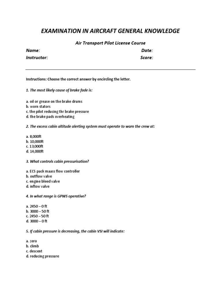 Examination in Aircraft General Knowledge | PDF | Flight Control Surfaces | Aerospace