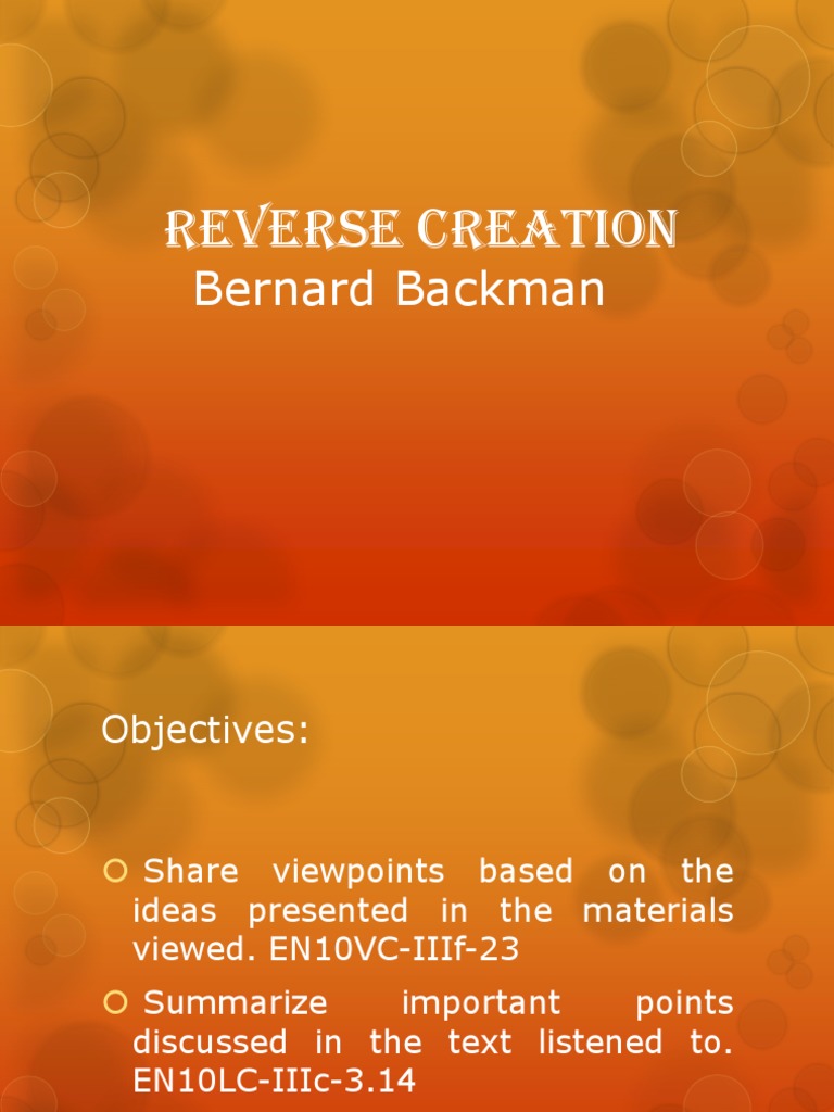 Reverse Creation ENG 10 | PDF