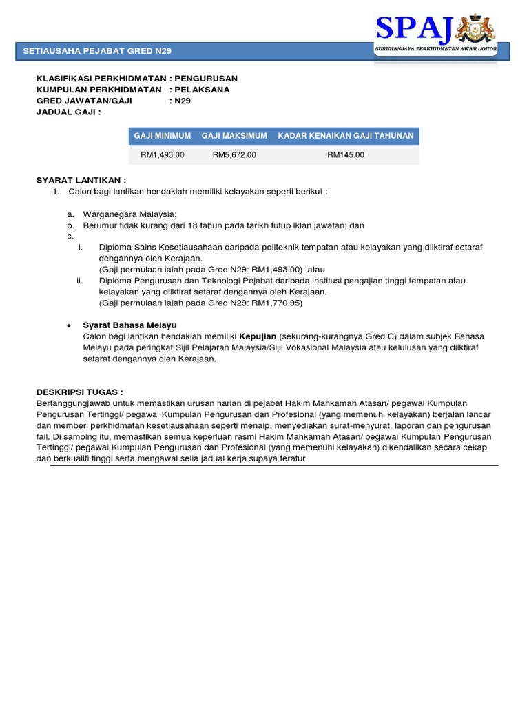 24.setiausaha Pejabat Gred N29 | PDF