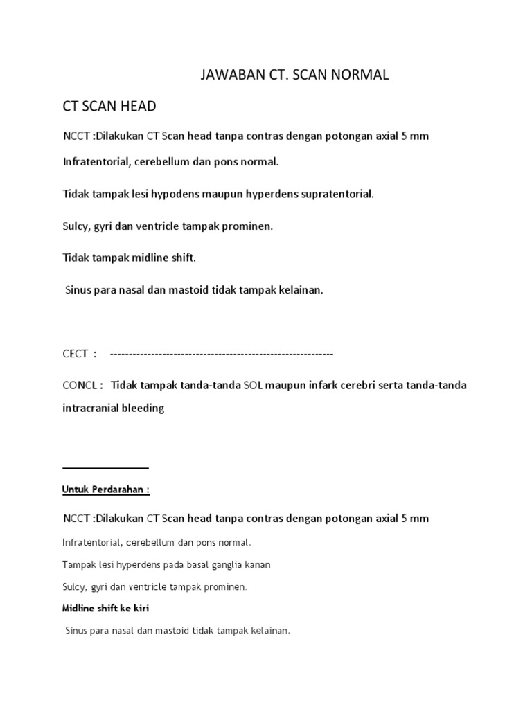 Jawaban Hasil CT - Scan Normal | PDF