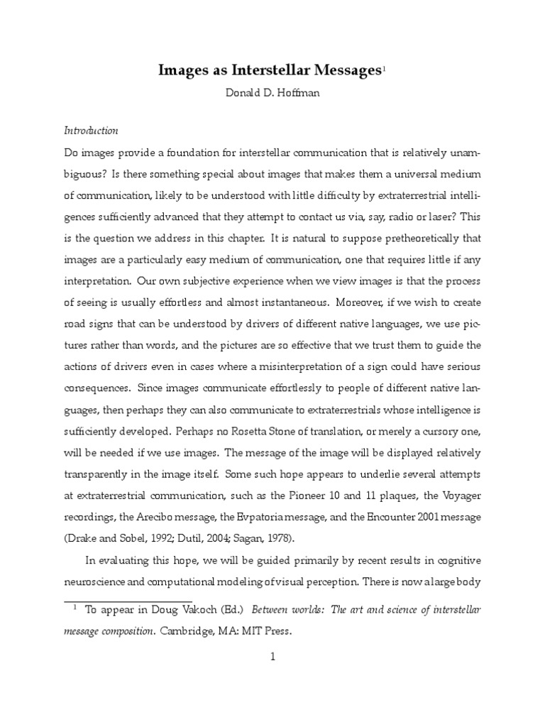 Images As Interstellar Messages | PDF | Visual System | Visual Perception