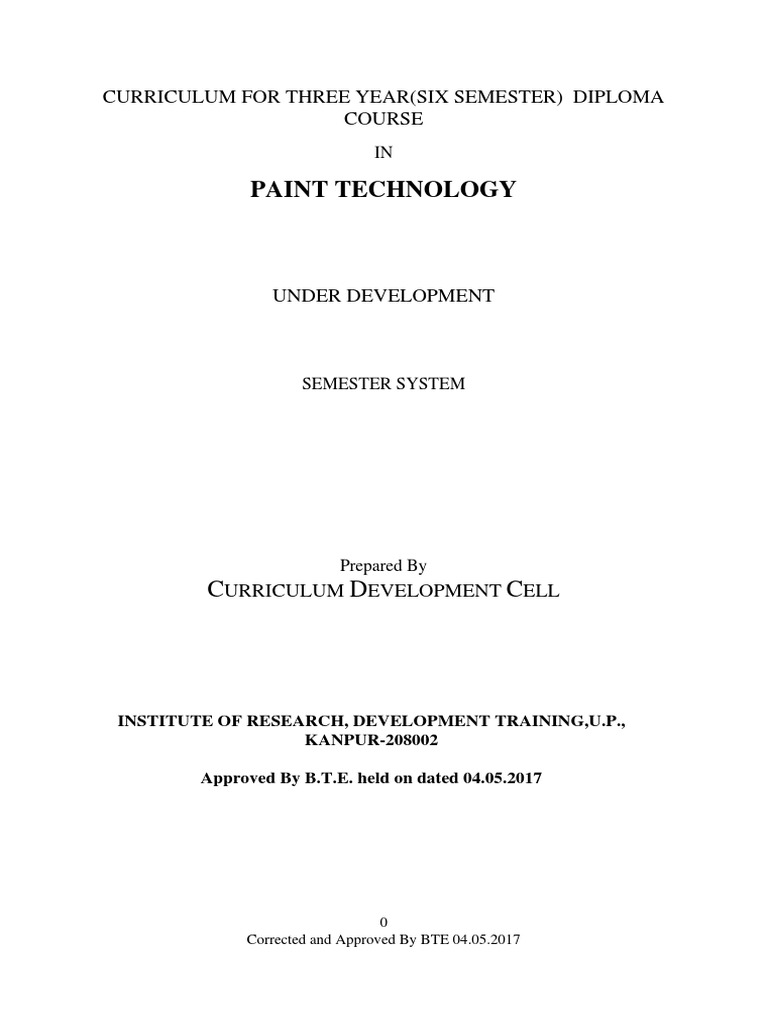 Diploma Curriculum in Paint Technology | PDF | Rotation Around A Fixed ...