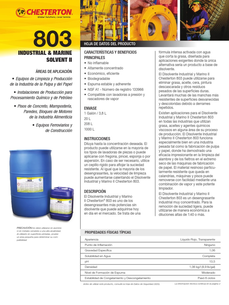 Limpiador Industrial 803 Chesterton Extremadamente Efectivo para ...