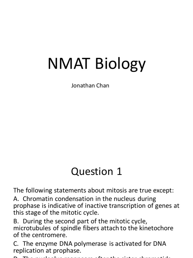 NMAT 17 Crash Course Review - Biology | PDF | Mitosis | Cell Membrane