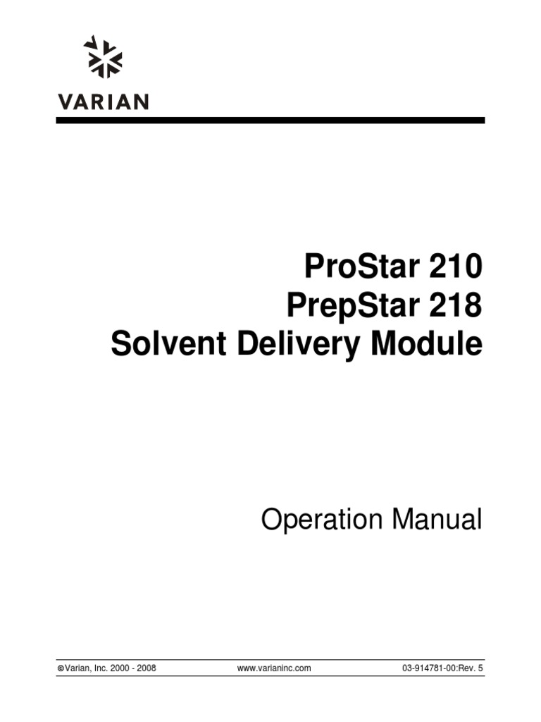 Prostar 210 User Manual | PDF | High Performance Liquid Chromatography ...