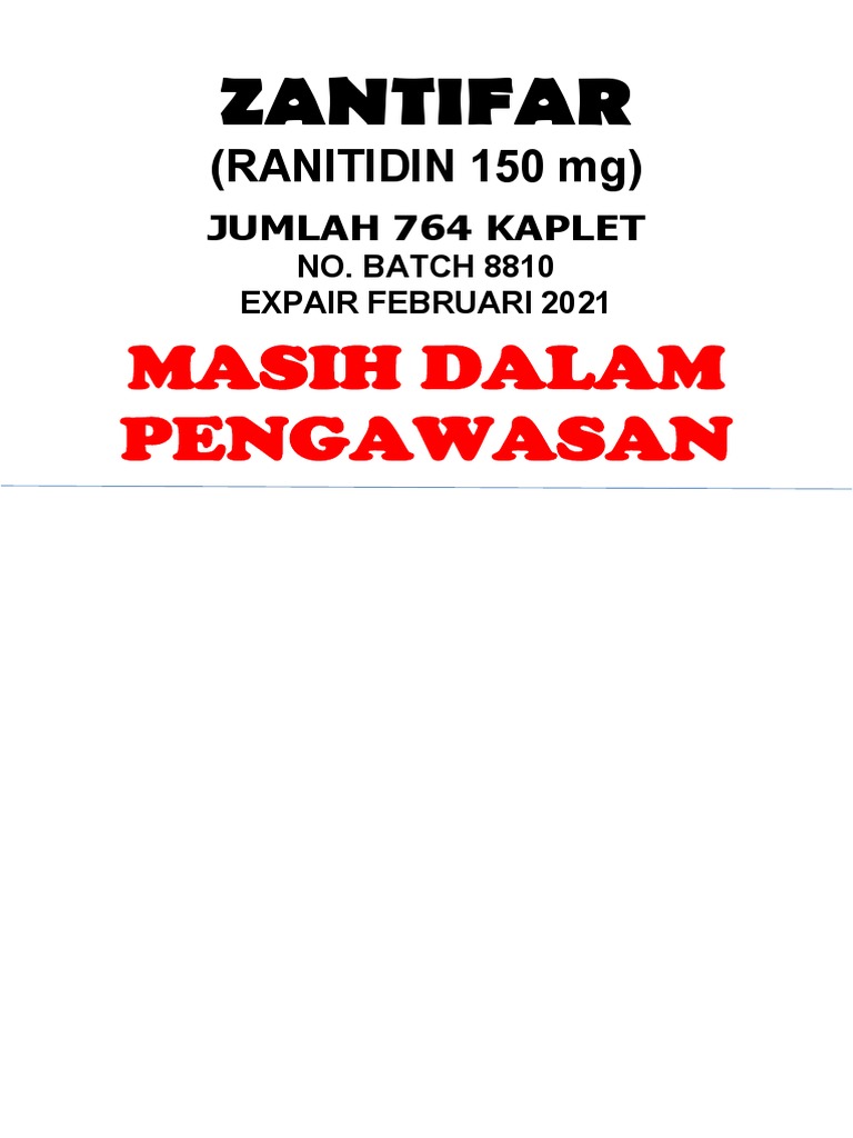 Zantifar Ranitidin 150 mg 764 Kaplet | PDF