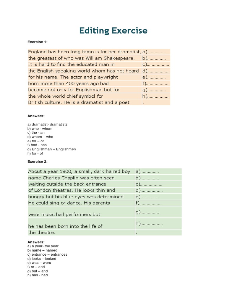 Editing Exercises | PDF | Playwright