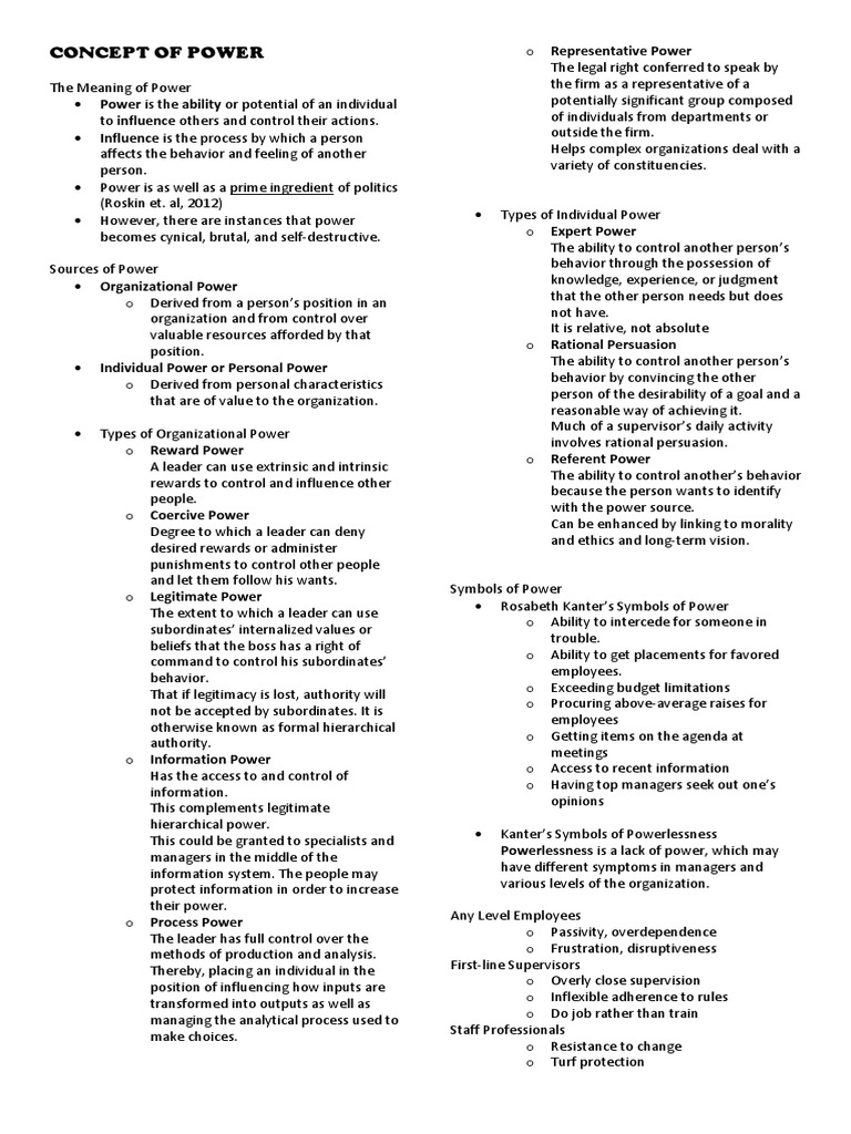 Concept of Power | PDF | Power (Social And Political) | Persuasion