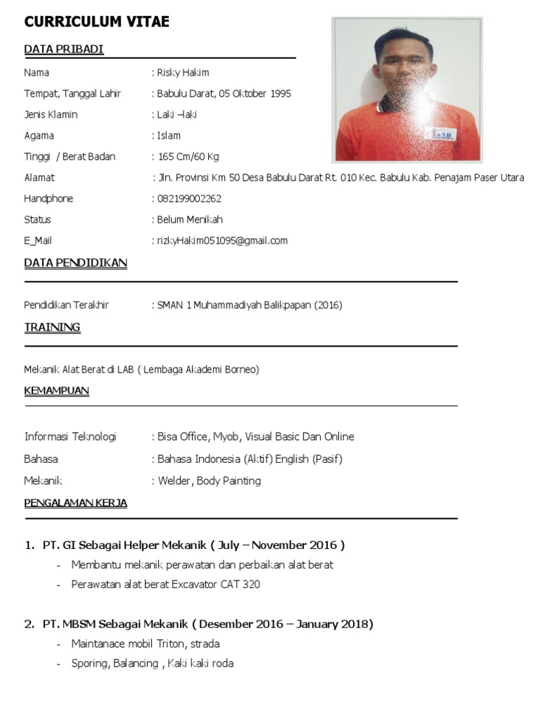 CURRICULUM VITAE Rizky | PDF