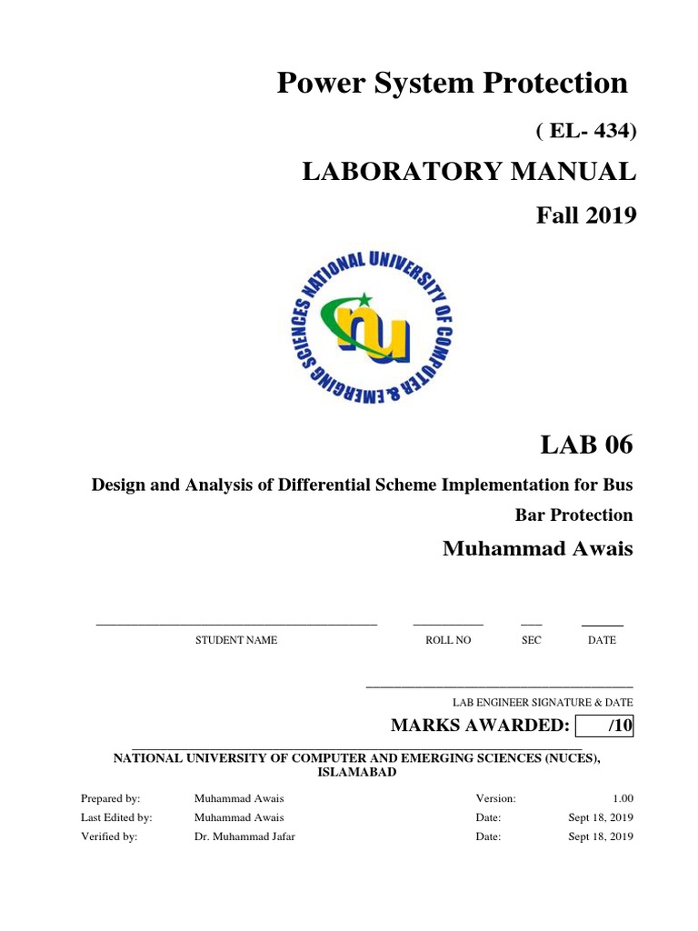 Lab 06-Differential Bus Bar Protection | PDF | Relay | Transformer