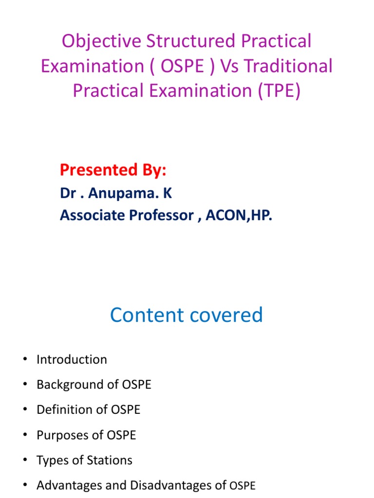 Understanding OSPE in Nursing Exams | PDF | Physical Examination | Test ...