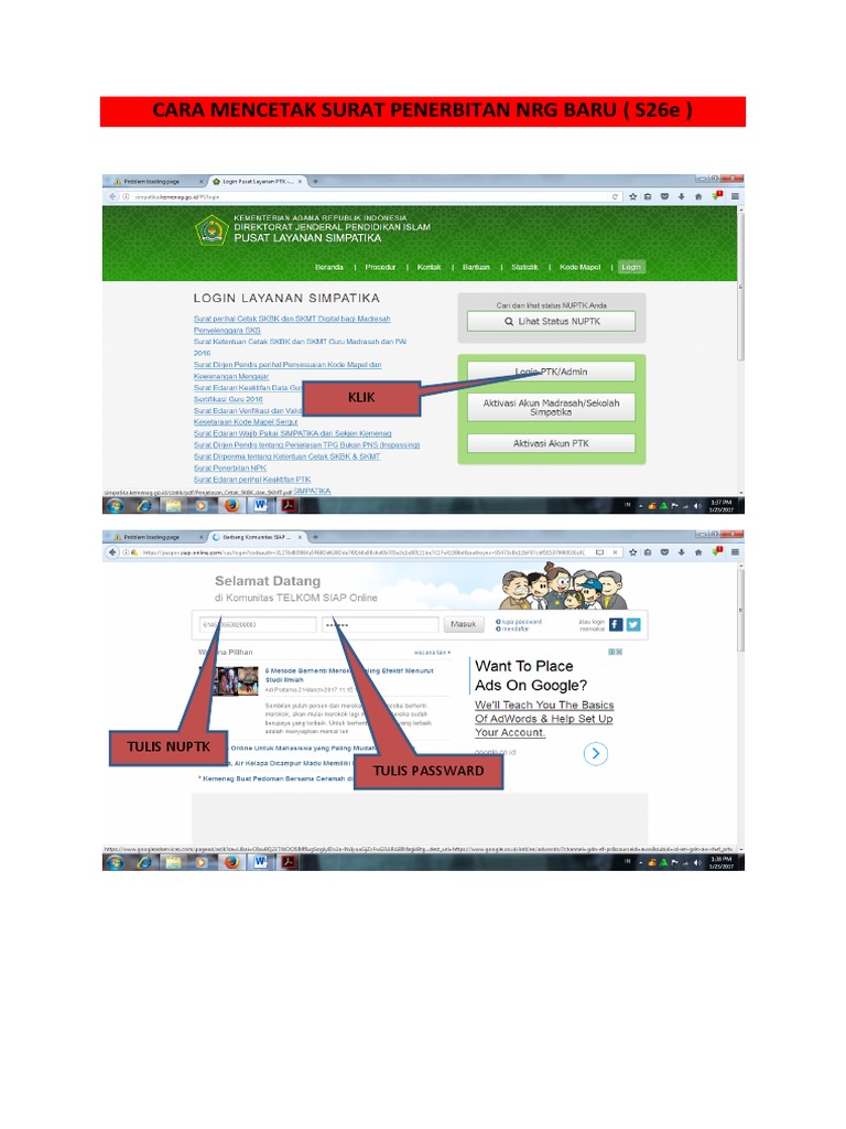 Cara Mencetak Surat Penerbitan NRG PDF | PDF