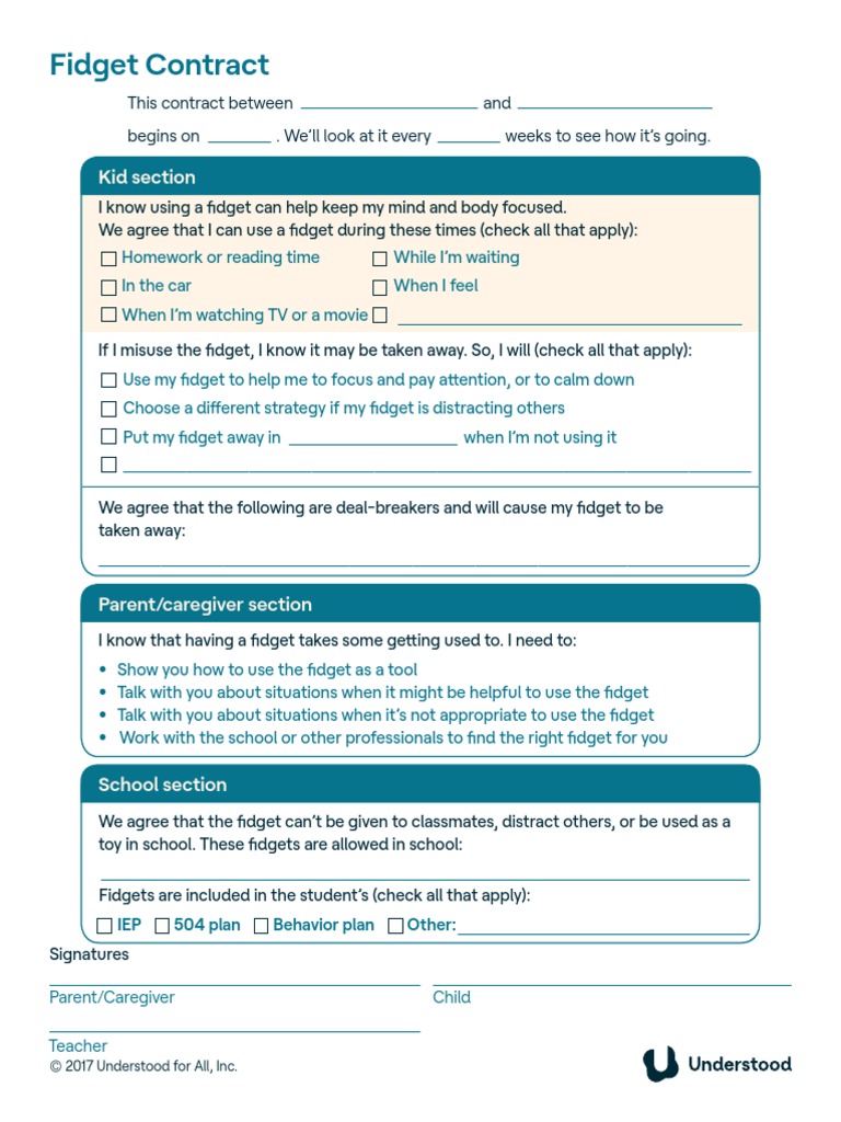 Fidget Contract Understood PDF | PDF
