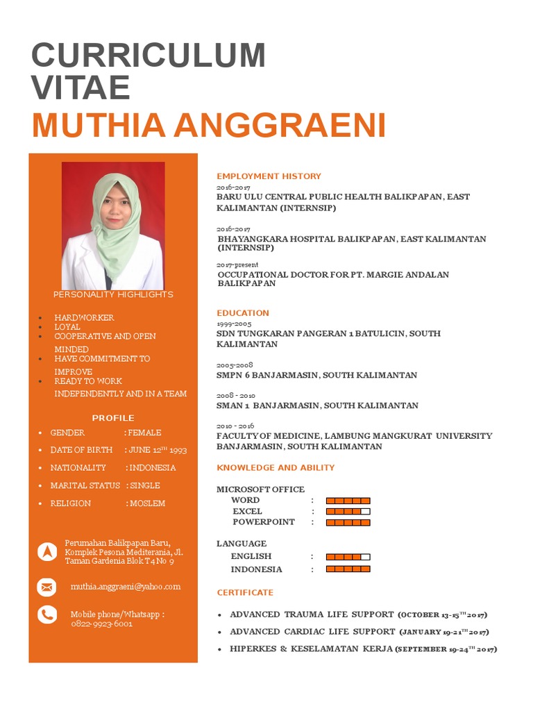 CV Muthia Anggraeni | PDF | Microsoft Office | Health Care