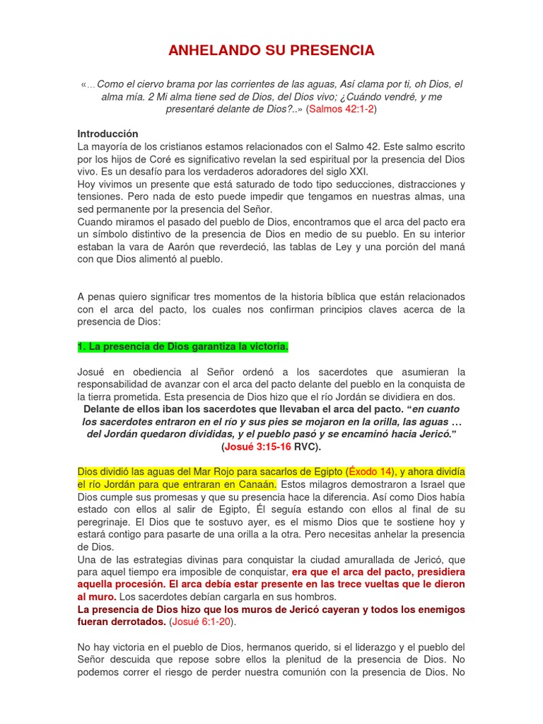 Anhelando Su Presencia | PDF | Arca de la Alianza | Libros de Samuel