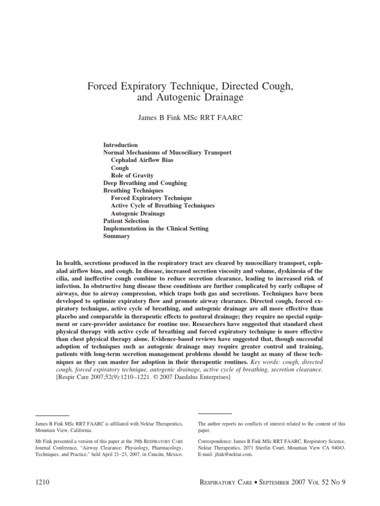 ACBT and Autogenic Drainage PDF | PDF | Exhalation | Respiratory Tract