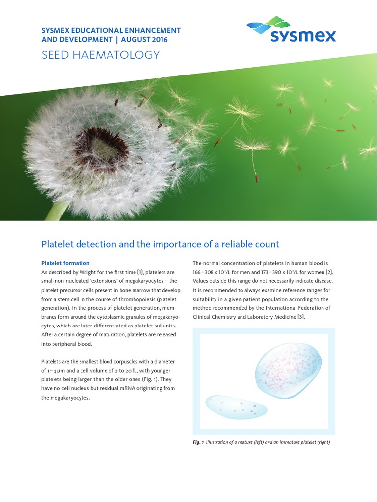 Sysmex SEED Platelet Detection and The Importance of A Reliable Count ...