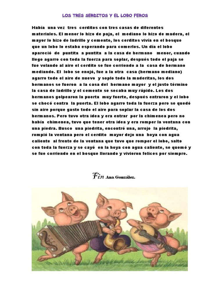 Los Tres Cerditos y El Lobo Feros Ana Gozalez | PDF