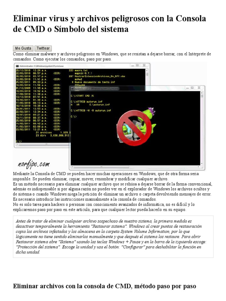 Eliminar Virus Con La Consola de CMD o Símbolo Del Sistema | PDF ... Eliminar Virus Con La Consola de CMD o Símbolo Del Sistema | PDF ...