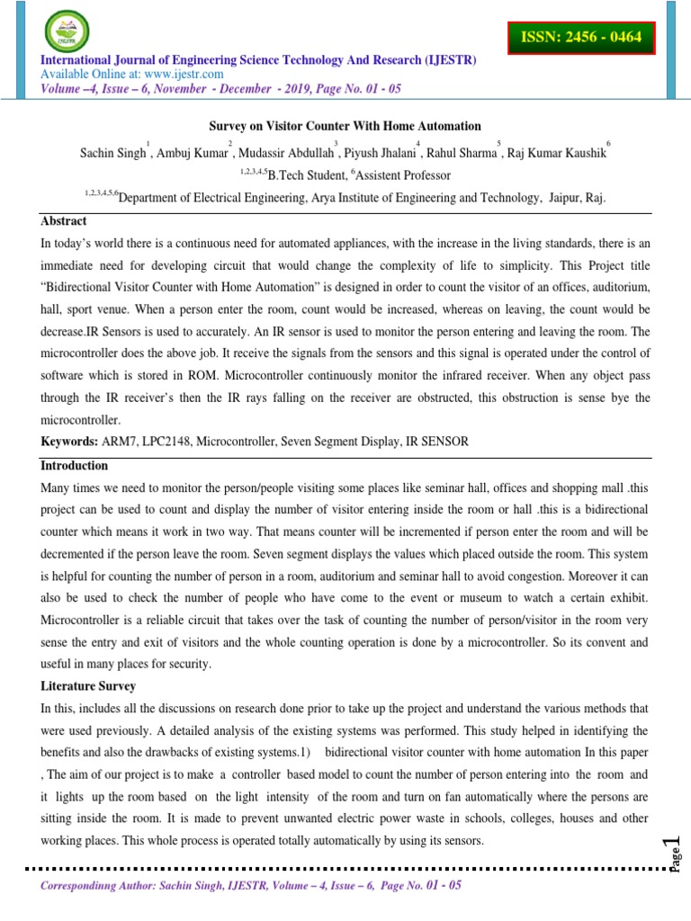 Research Paper On Bidirectional Visitor Counter | PDF | Microcontroller ...