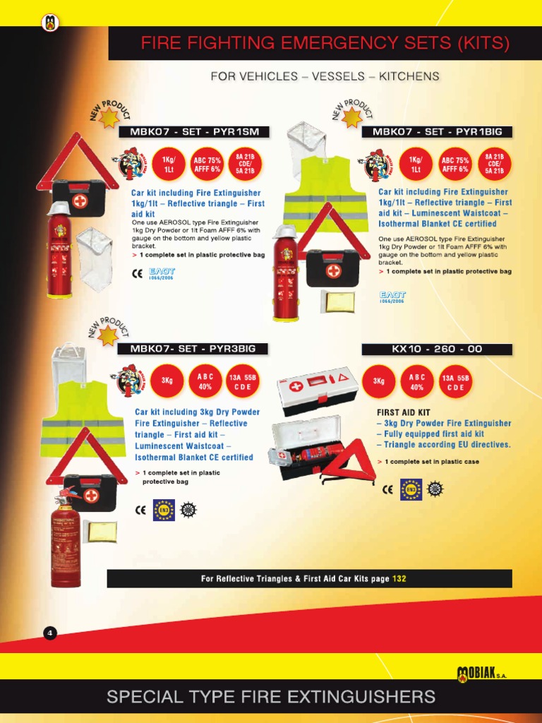 Fire Fighting Emergency Kits Overview | PDF | Firefighting | Fires