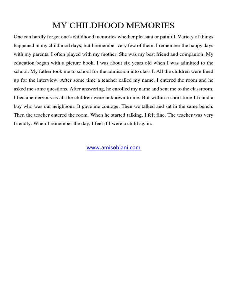 My Childhood Memories Paragraph | PDF