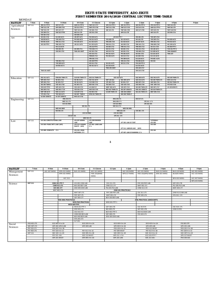 2019-2020 1ST Semester Lecture Time Table | PDF | Morality | Social ...