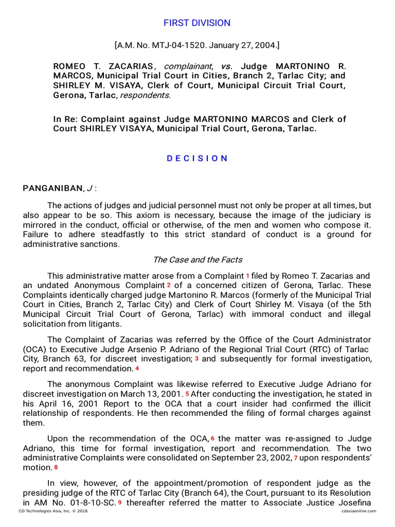 In Re - Judge Marcos | PDF | Bail | Law Clerk