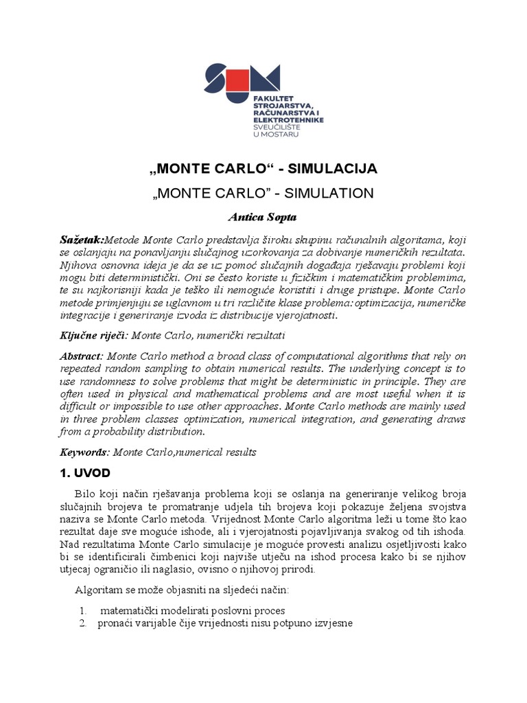 Monte Carlo Simulacija | PDF