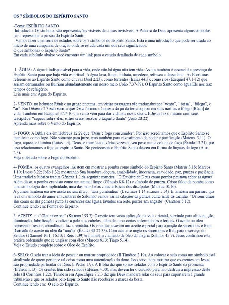 Os 7 Símbolos Do ES | PDF | Espírito Santo (religião) | Espírito