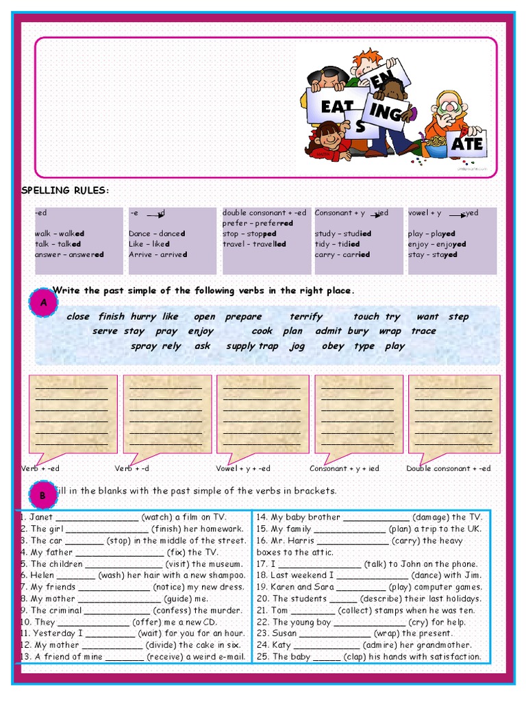 Past Simple of Regular Verbs - 5697 | PDF | Linguistics